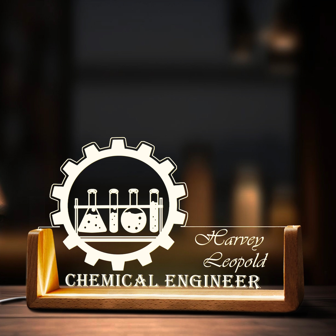 Custom Chemical Engineer Desk Name Plate Personalized Engineering LED ...
