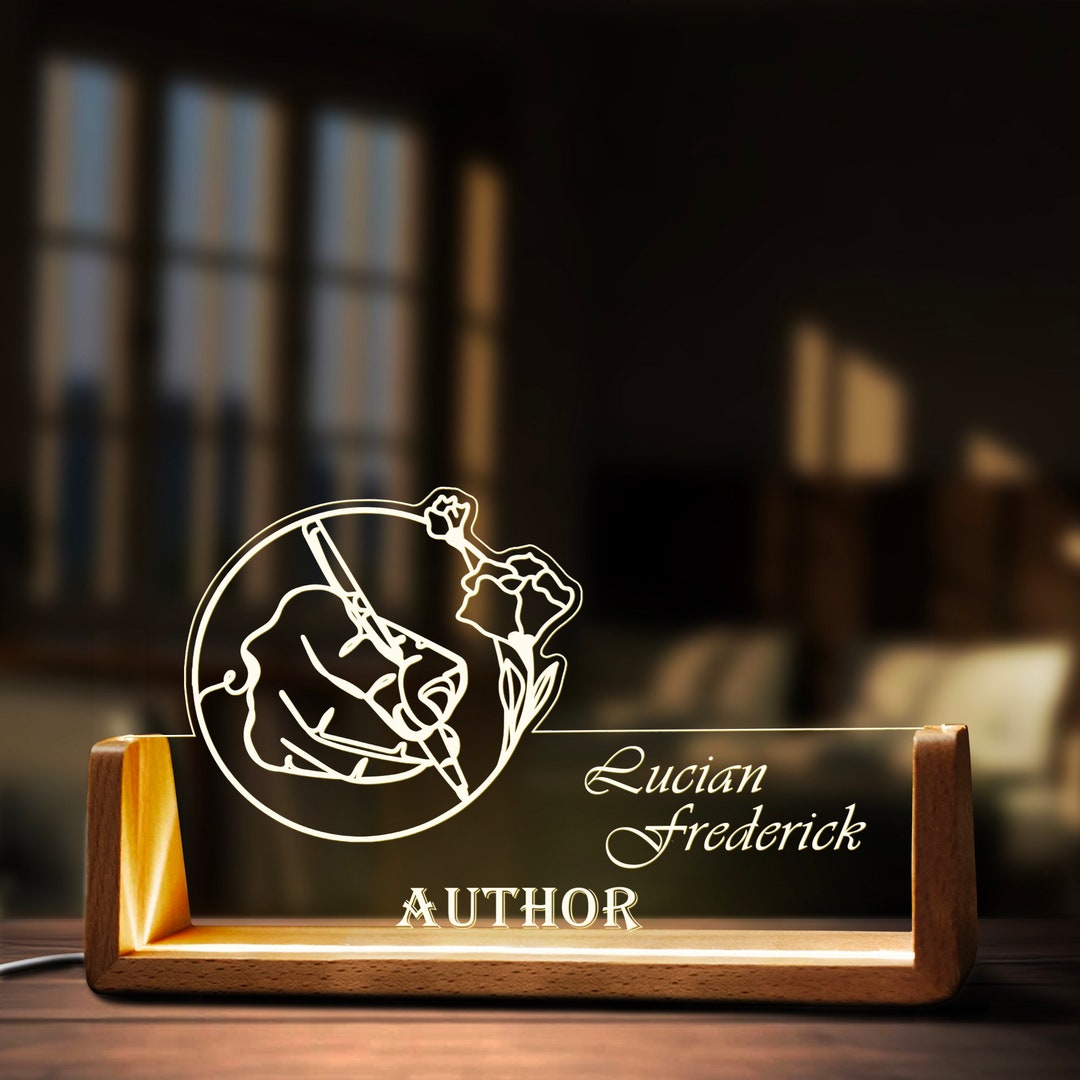 Custom Writer Desk Name Plate Personalized Writing Author LED Light ...