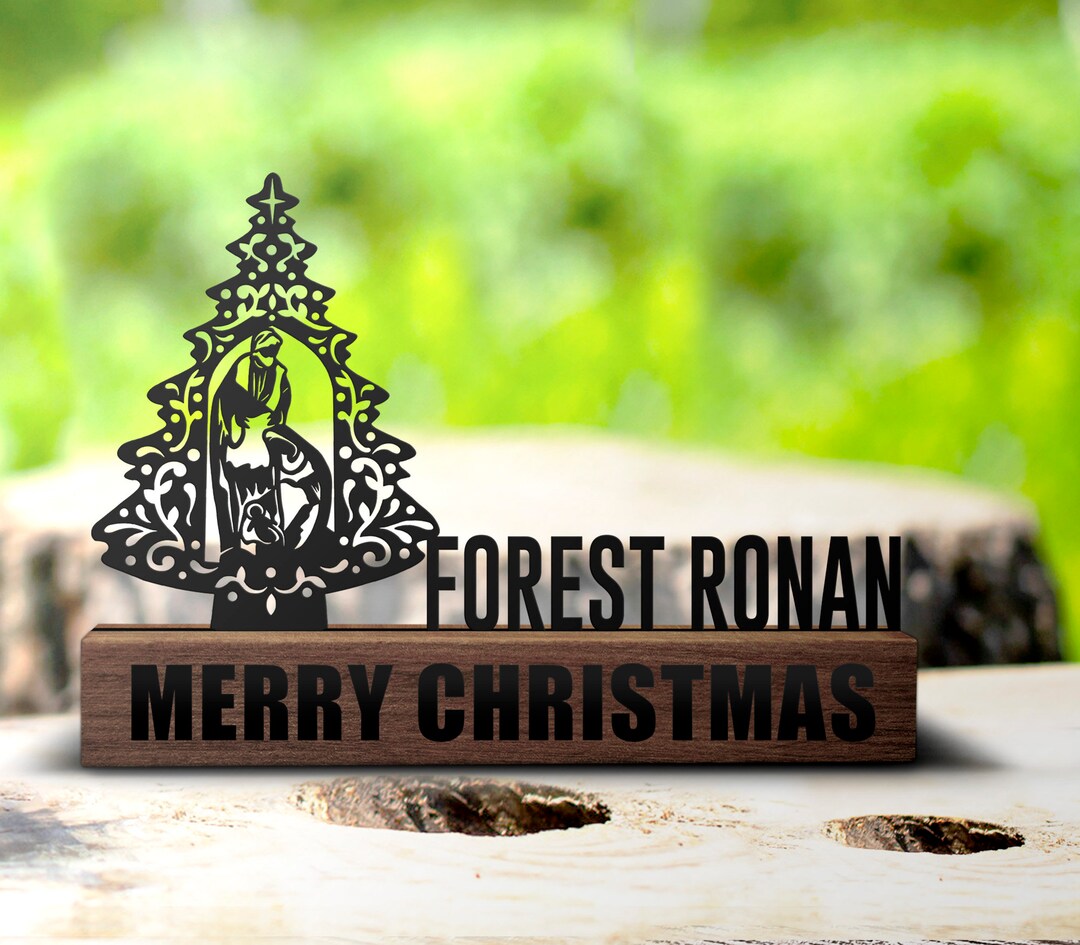 Custom Nativity Scene Christmas Desk Name Plate Wedge Personalized ...