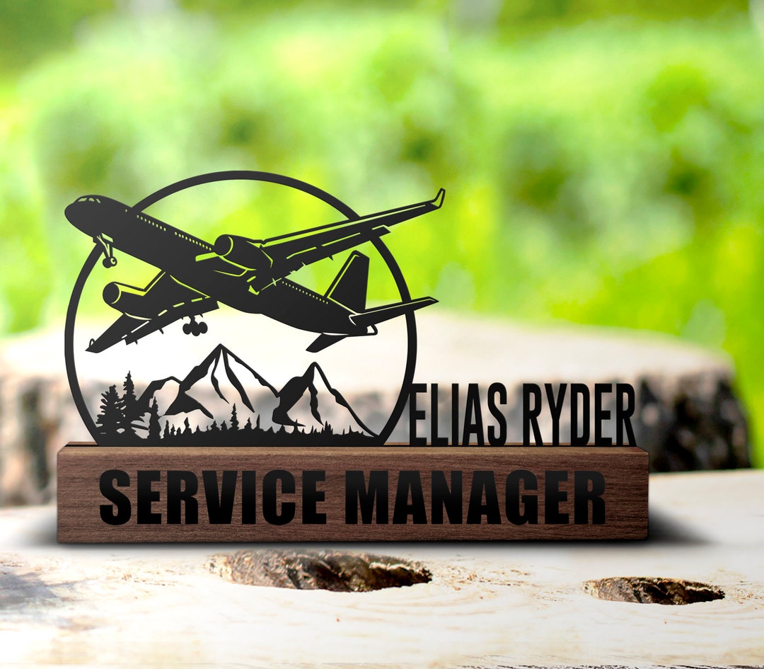 Custom Airplane Desk Name Plate Wedge Personalized Pilot Nameplate ...