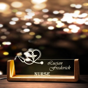 Custom Nurse Desk Name Plate Personalized Nurse Stethoscope LED Light ...