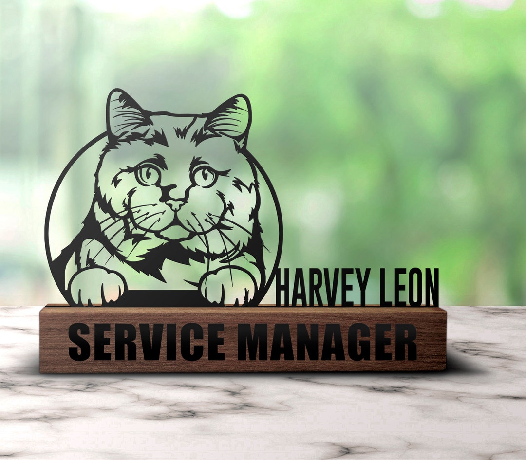 Custom Cute Cat Desk Name Plate Wedge Personalized Funny Kitten ...