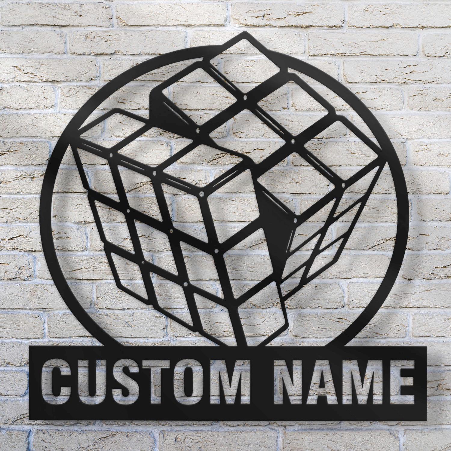 Custom Rubik's Cube Metal Wall Art LED Light Personalized Rubik Gamming ...