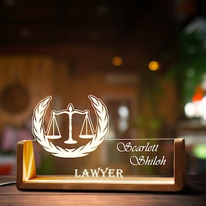 Custom Lawyer Desk Name Plate Personalized Attorney Gift LED Light ...