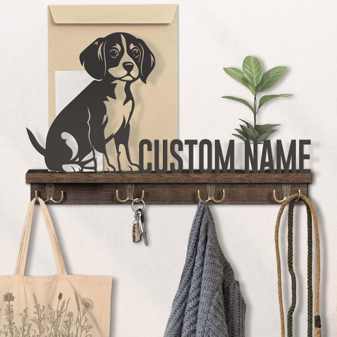 Custom Beagle Wooden Floating Shelf Hook Metal Wall Art Sign ...