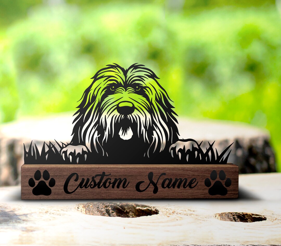 Custom Komondor Dog Desk Name Plate Wedge Personalized Peeking Dog ...