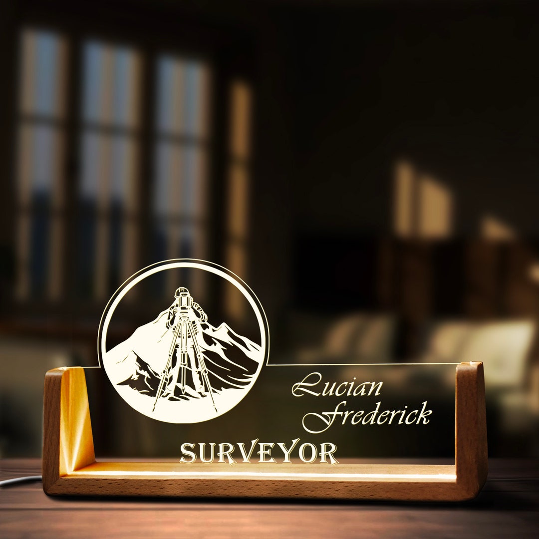 Custom Land Surveyor Desk Name Plate Personalized Construction LED ...