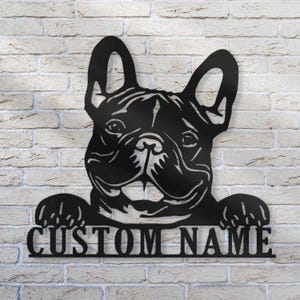 Custom Peeking French Bulldog Metal Wall Art LED Light Personalized ...
