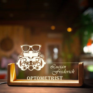 Custom Optometry Gift Desk Name Plate Personalized Optometrist LED ...