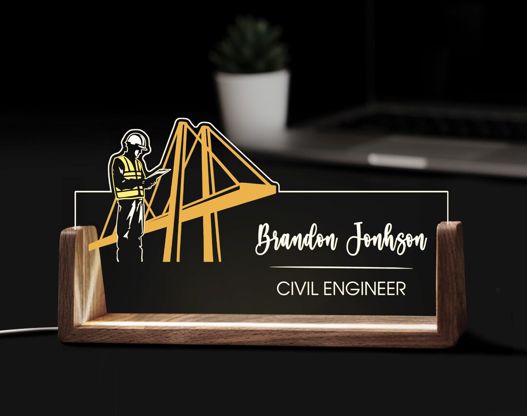 Custom Civil Engineer Desk Name Plate Personalized Construction ...