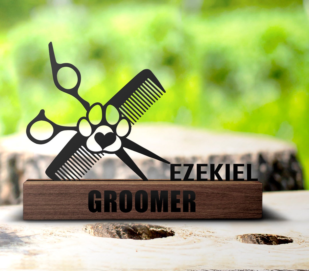 Custom Dog Grooming Hair Salon Desk Name Plate Wedge Personalized ...