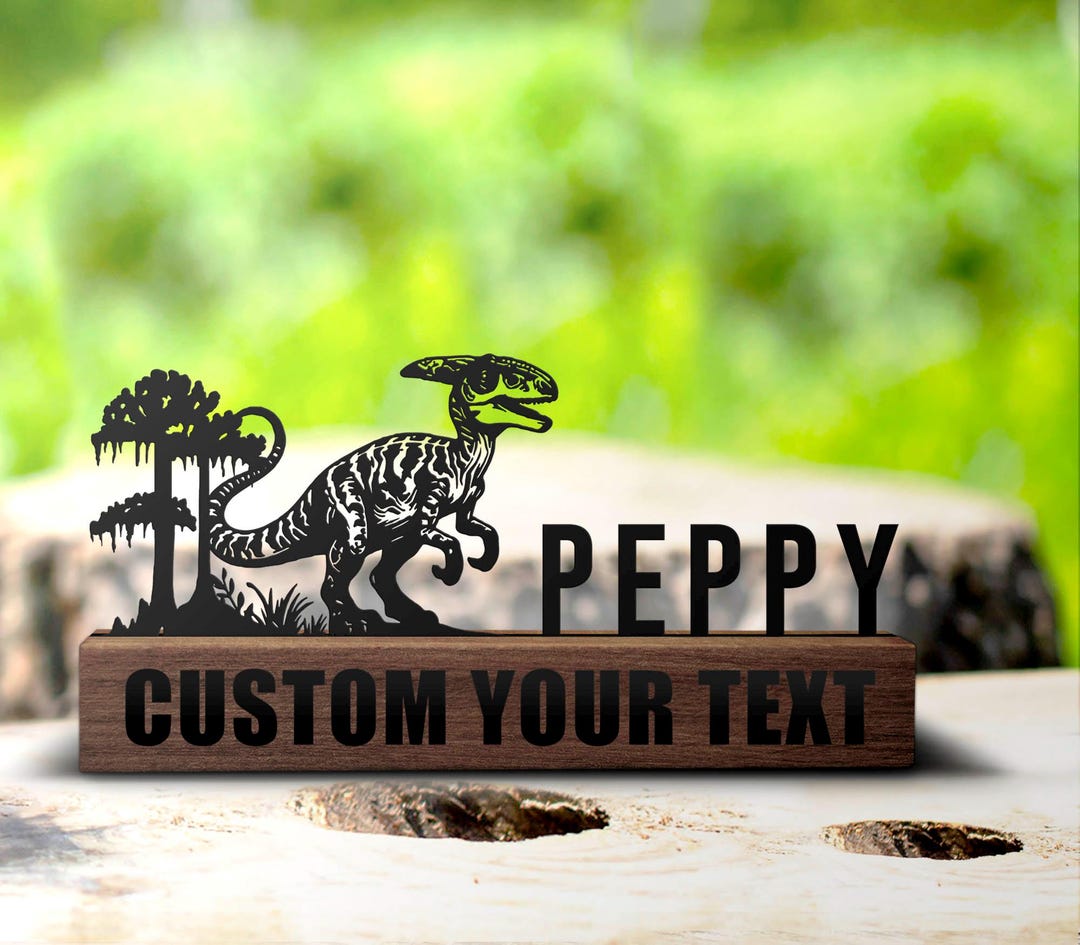 Custom Dinosaur Desk Name Plate Wedge Personalized Parasaurolophus ...