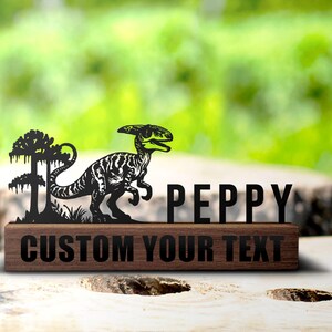 Custom Dinosaur Desk Name Plate Wedge Personalized Parasaurolophus ...