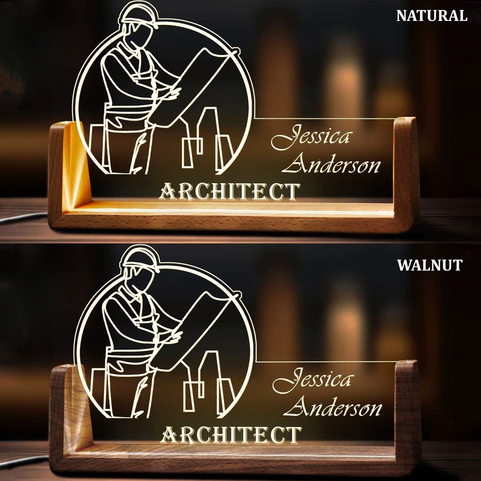Custom Architect Desk Name Plate Personalized Architecture LED Light ...