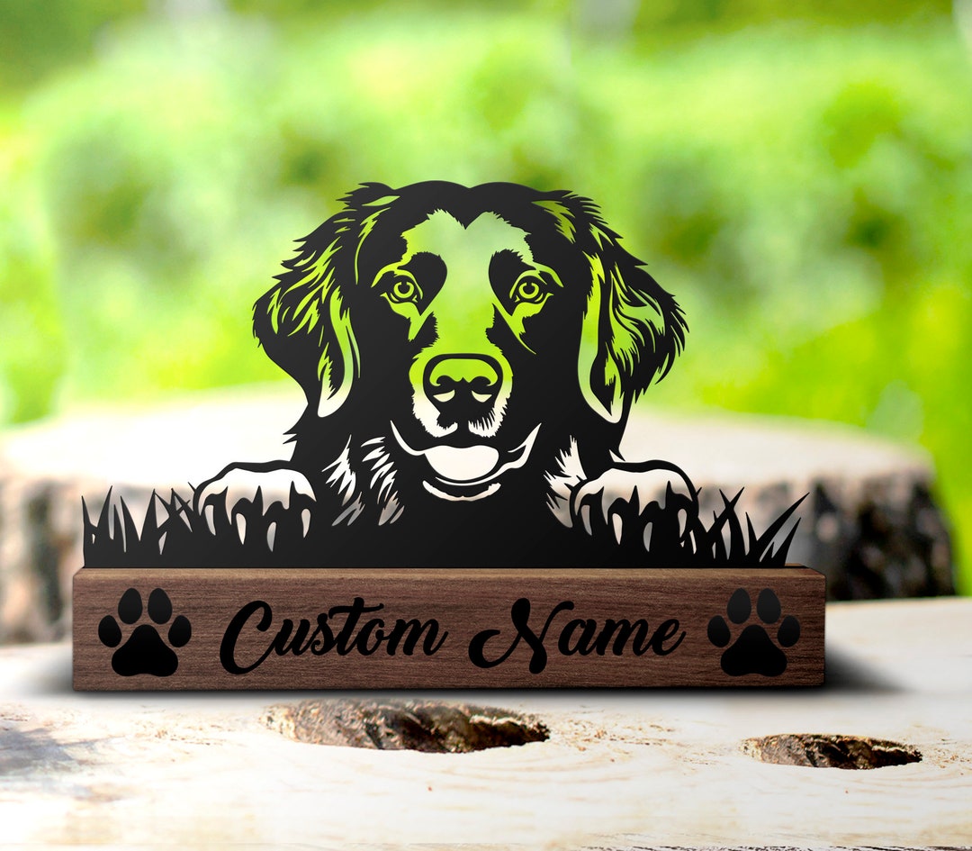 Custom Flat Coated Retriever Dog Desk Name Plate Wedge Personalized ...