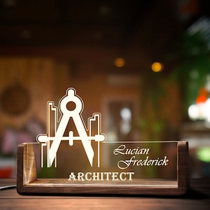 Custom Architect Desk Name Plate Personalized Architecture LED Light ...
