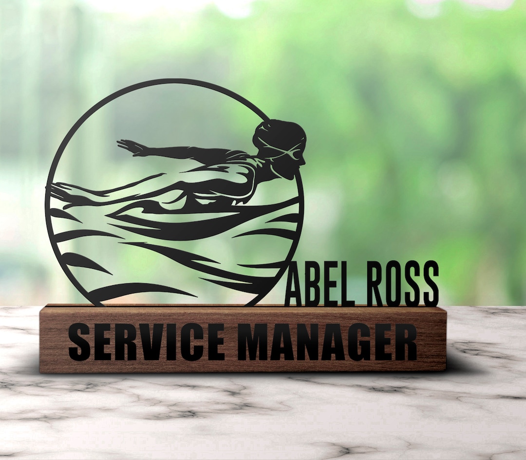 Custom Swimming Desk Name Plate Wedge, Personalized Swim Nameplate ...