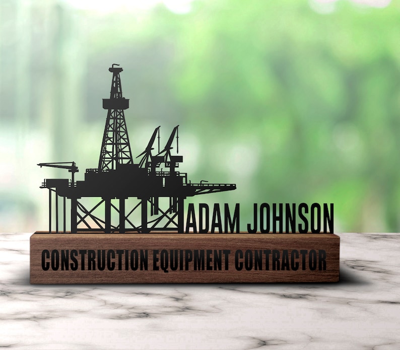 Custom Oil Drill Rig Desk Name Plate Wedge Personalized Heavy Equipment ...