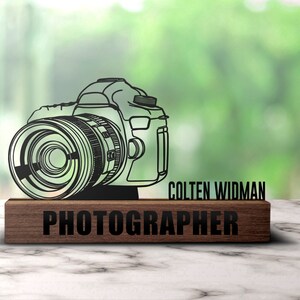 Custom Photographer Desk Name Plate Wedge Personalized Photography ...