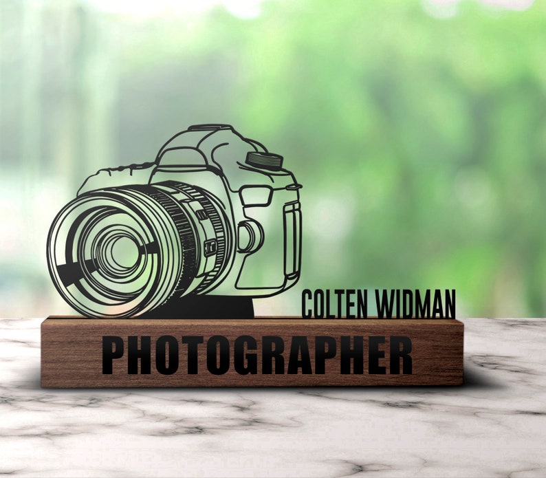 Custom Photographer Desk Name Plate Wedge Personalized Photography ...