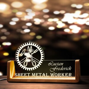 Custom Sheet Metal Worker Name Plate Personalized Steel Worker LED ...
