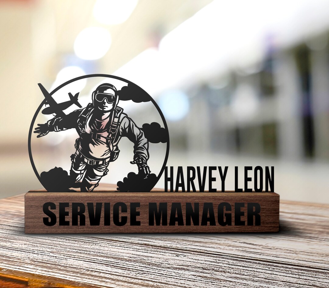 Custom Sky Dive Desk Name Plate Wedge Personalized Skydiving Nameplate ...