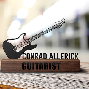 Custom Electric Guitar Player Line Art Desk Name Plate Wedge ...