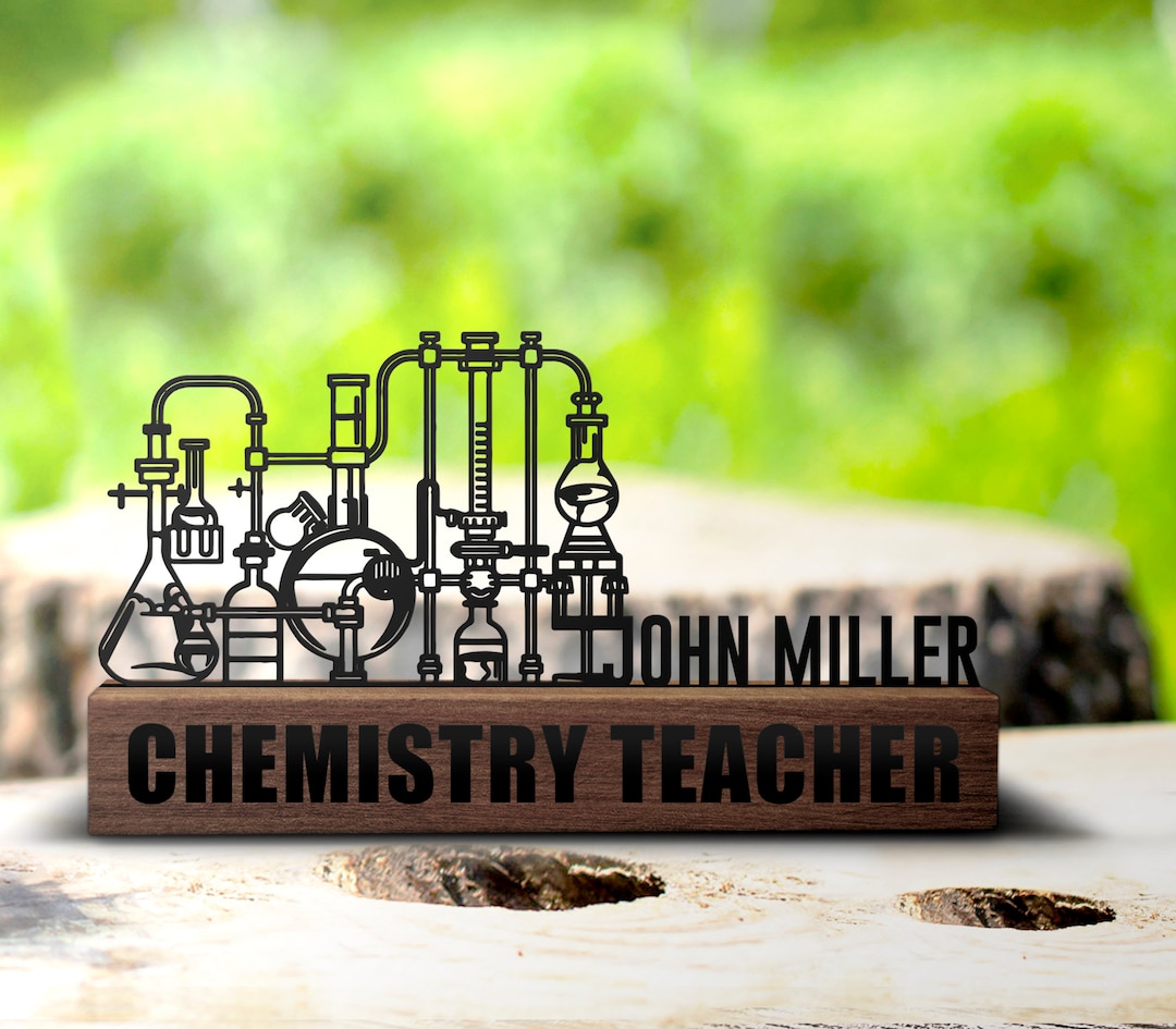 Custom Chemistry Teacher Desk Name Plate Wedge Personalized Chemist ...