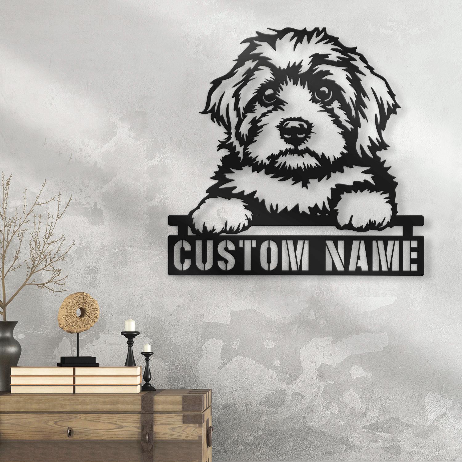 Custom Peeking Cavapoo Metal Wall Art LED Light Personalized Cavoodle ...