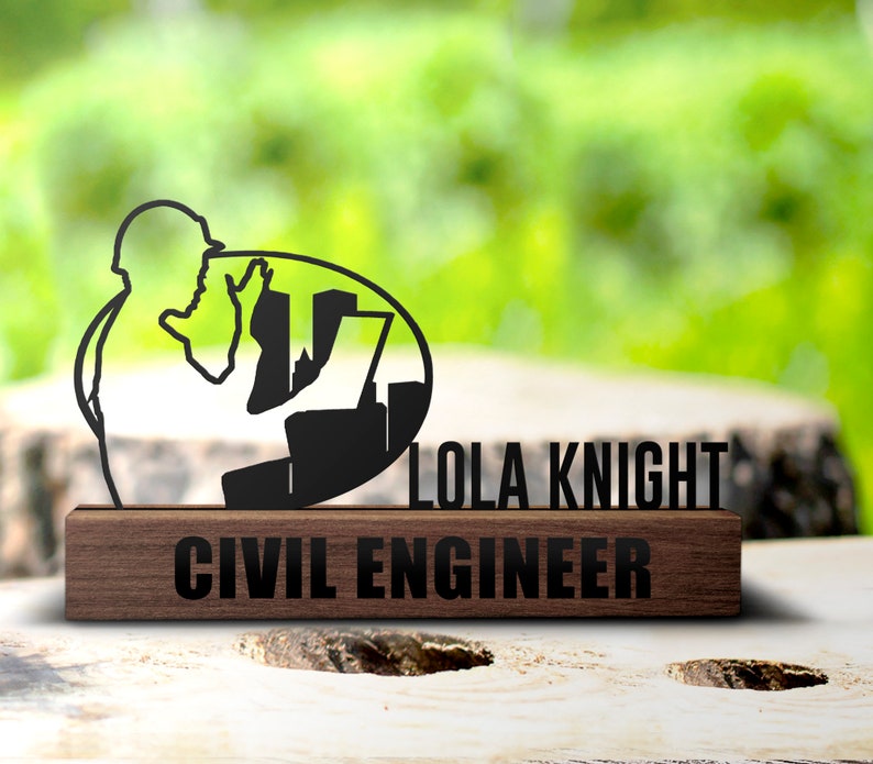 Custom Civil Engineer Desk Name Plate Wedge Personalized Engineering ...