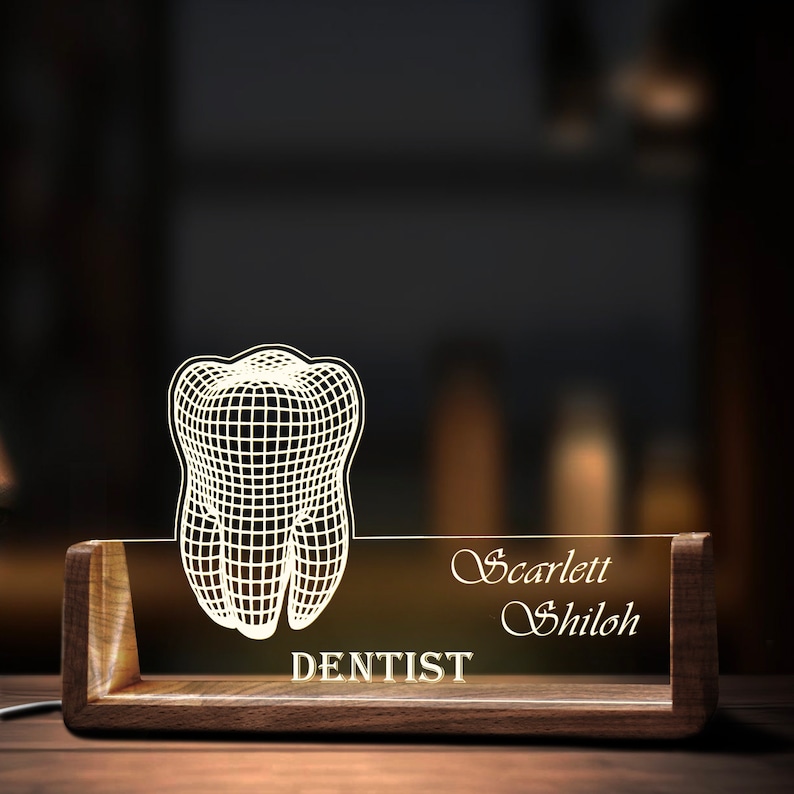 Custom Dentist Desk Name Plate Personalized Dentist Gift LED Light ...