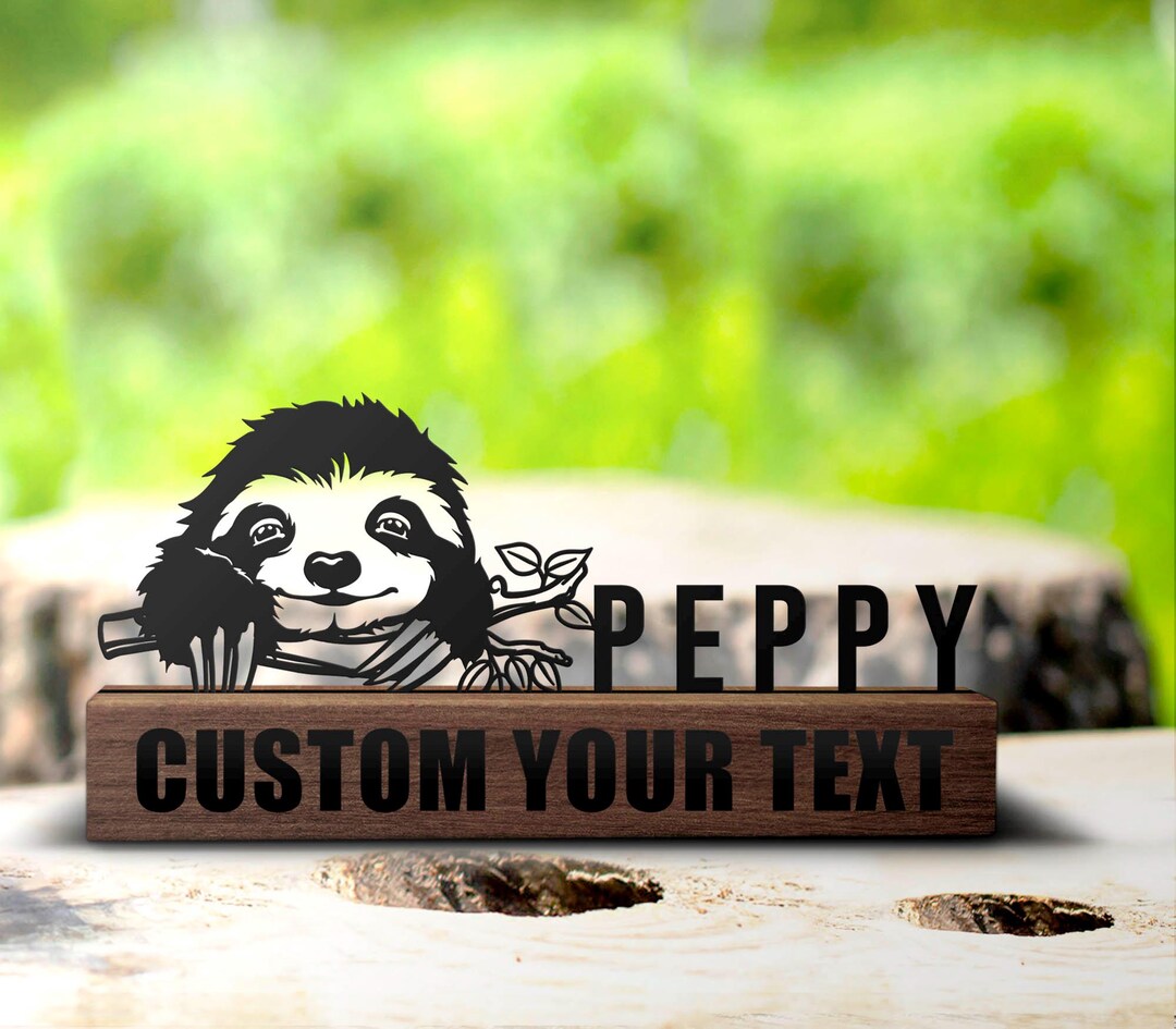 Custom Sloth Desk Name Plate Wedge Personalized Sloth Nameplate Office ...