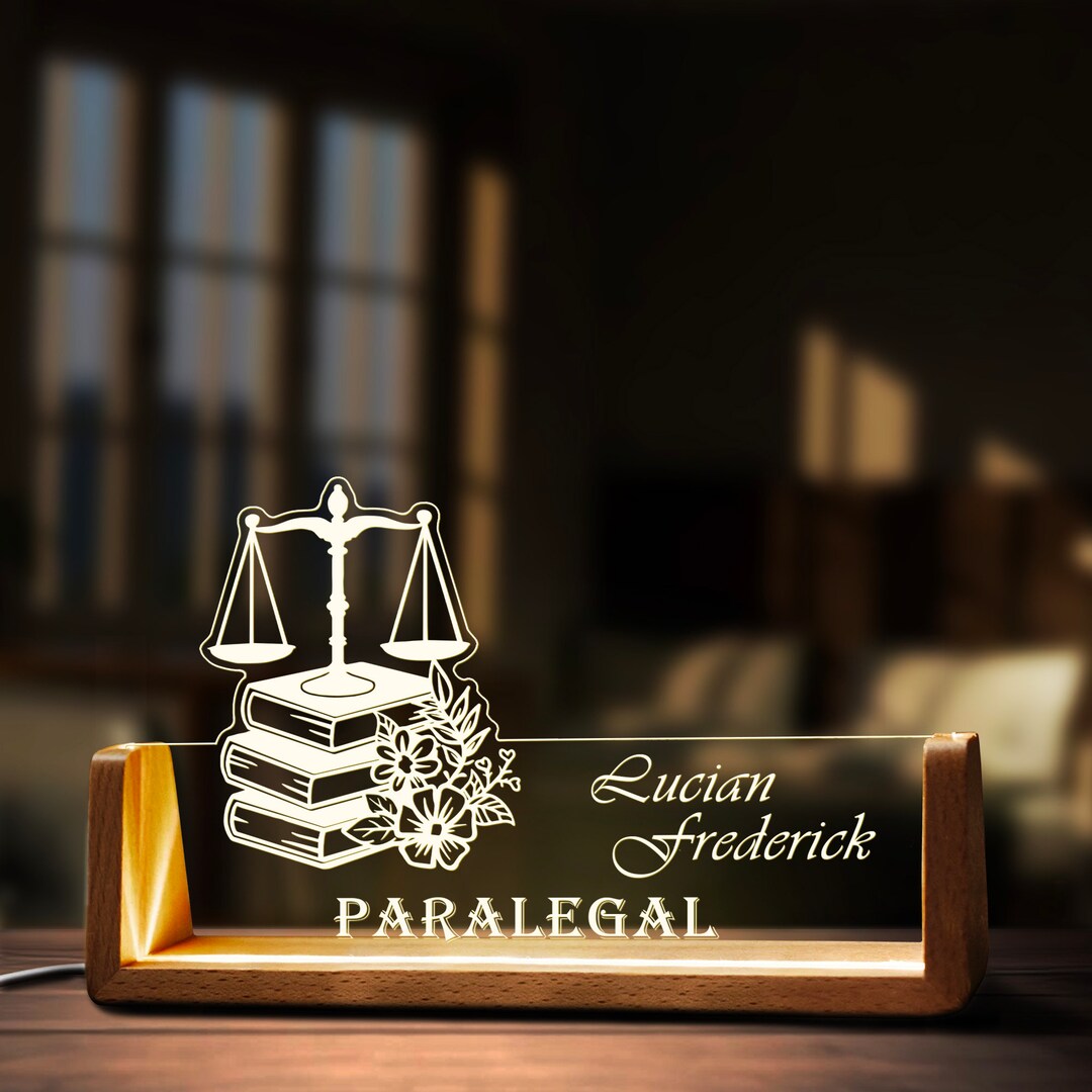 Custom Paralegal Desk Name Plate Personalized Law Office Employee LED ...
