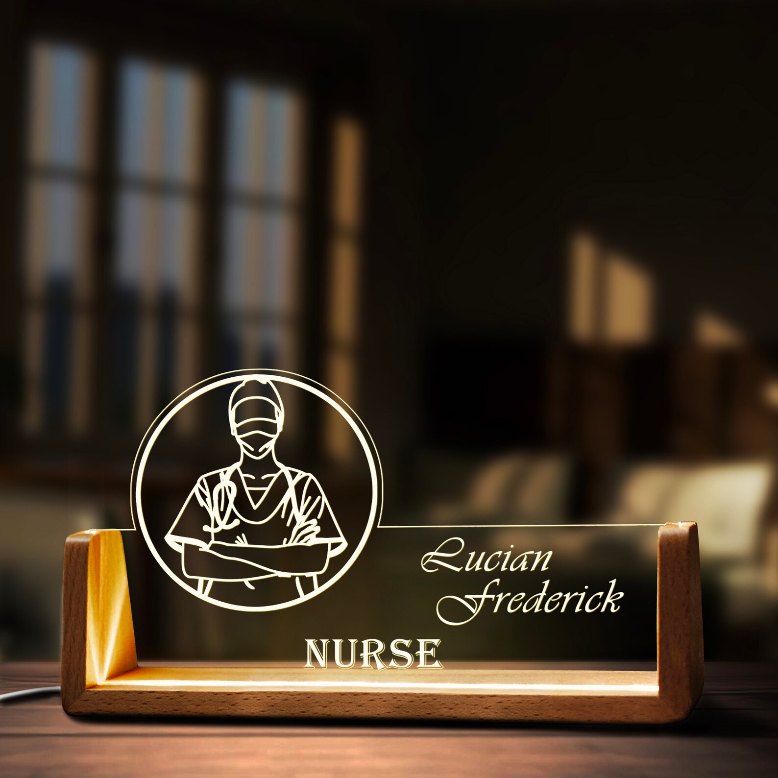 Custom Nurse Desk Name Plate Personalized Nurse Stethoscope LED Light ...