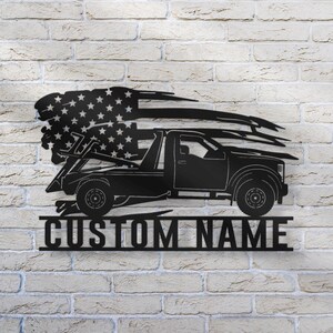 Custom US Rotator Tow Truck Driver Metal Wall Art LED Light ...