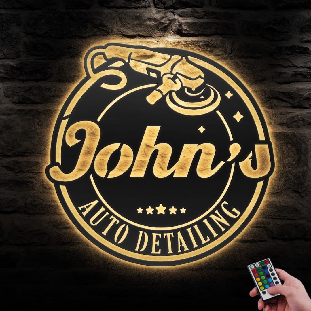 Custom Auto Polish Detailing Car Wash Metal Wall Art LED Light ...