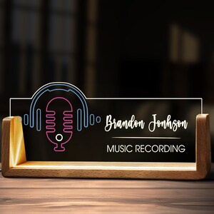 Custom Music Recording Desk Name Plate Personalized Microphone ...