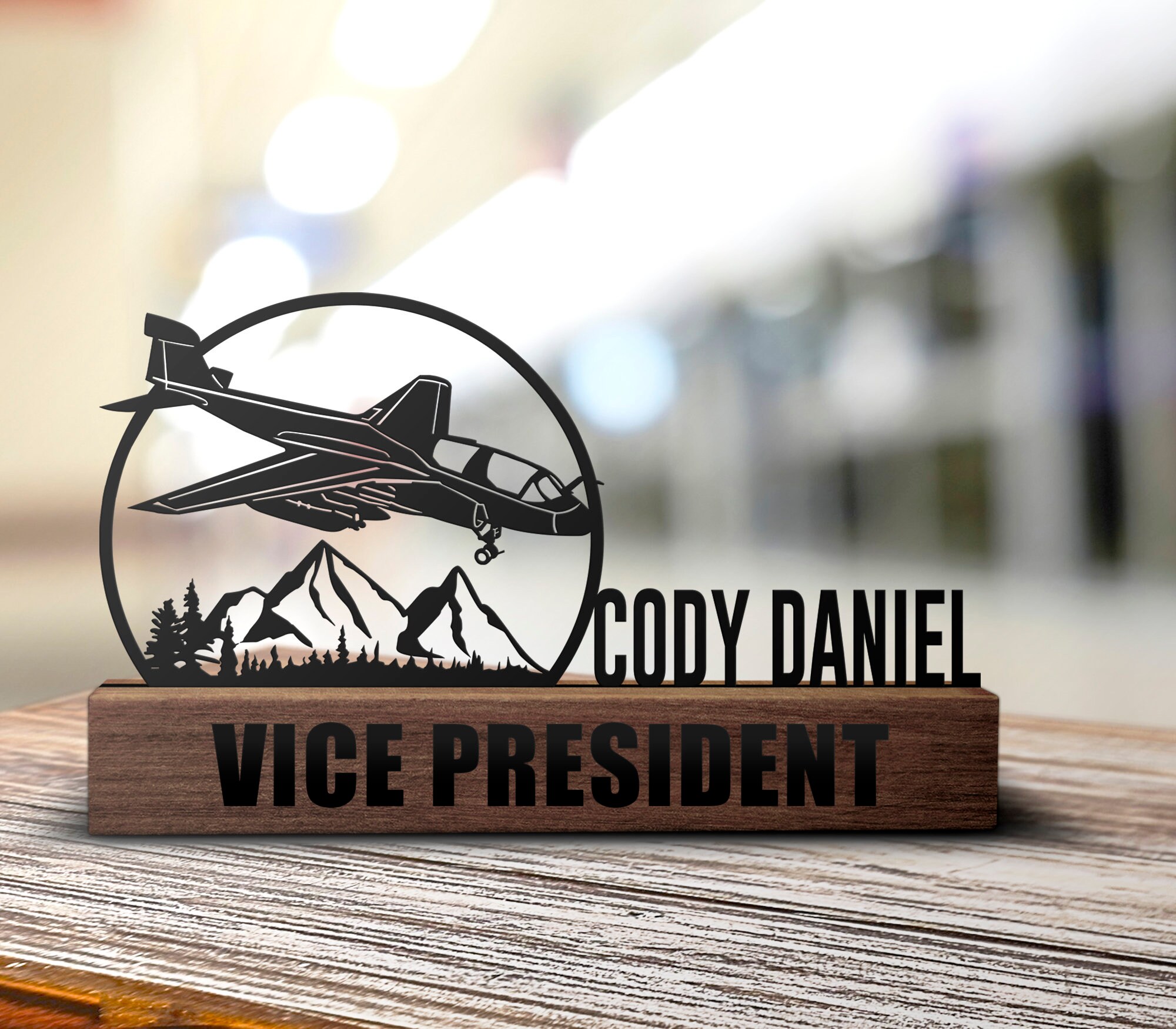 Custom Airplane Desk Name Plate Wedge Personalized Pilot Nameplate ...