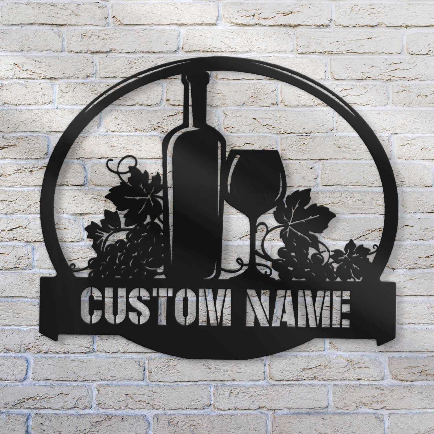 Custom Wine Bar Pub Metal Wall Art LED Light Personalized Alcohol ...