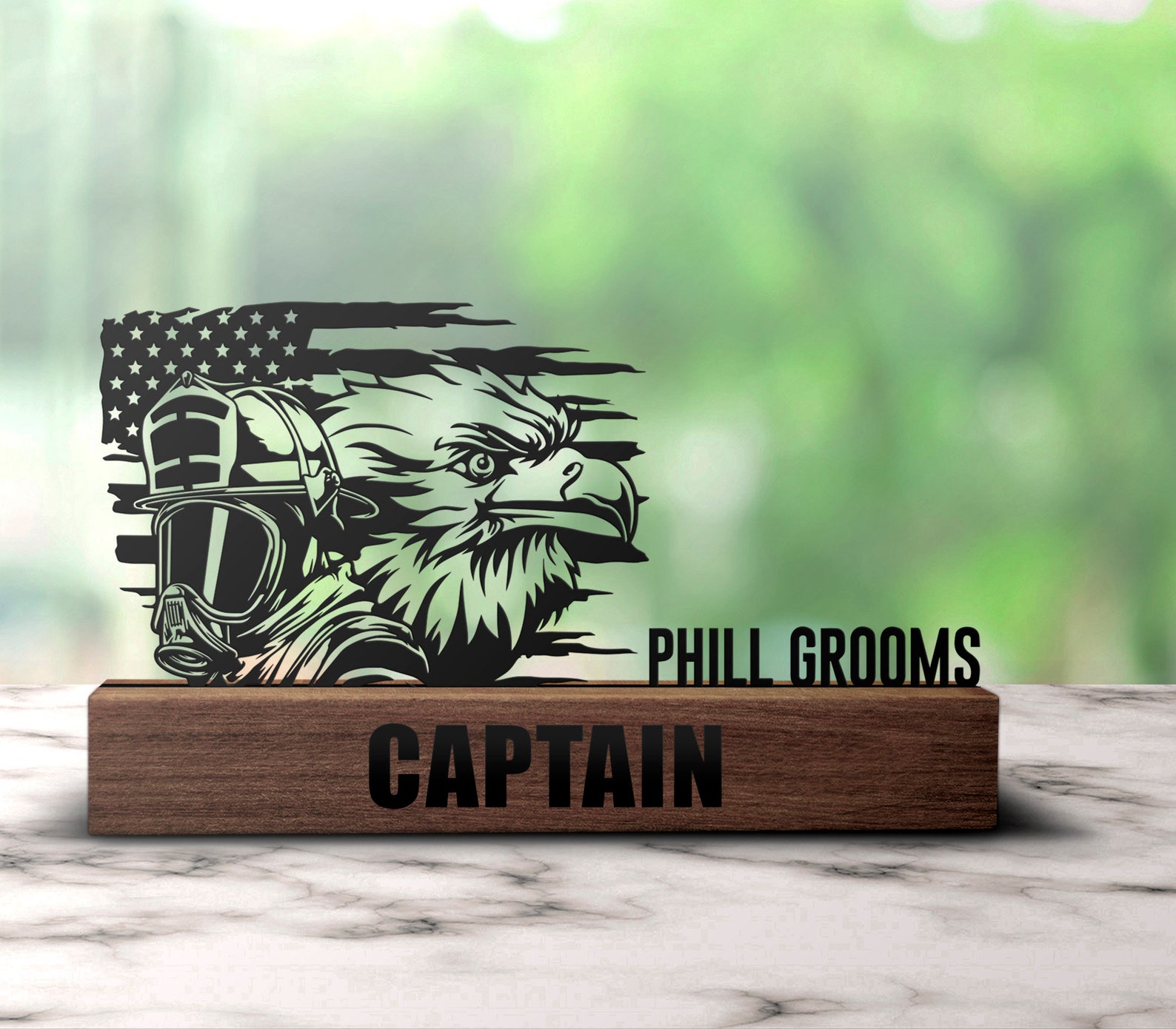 Custom Firefighter Desk Name Plate Wedge Personalized Fireman Nameplate ...