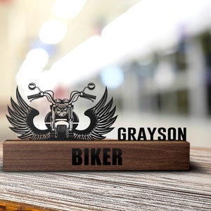 Custom Motorcycle Desk Name Plate Wedge, Personalized Biker Gift ...