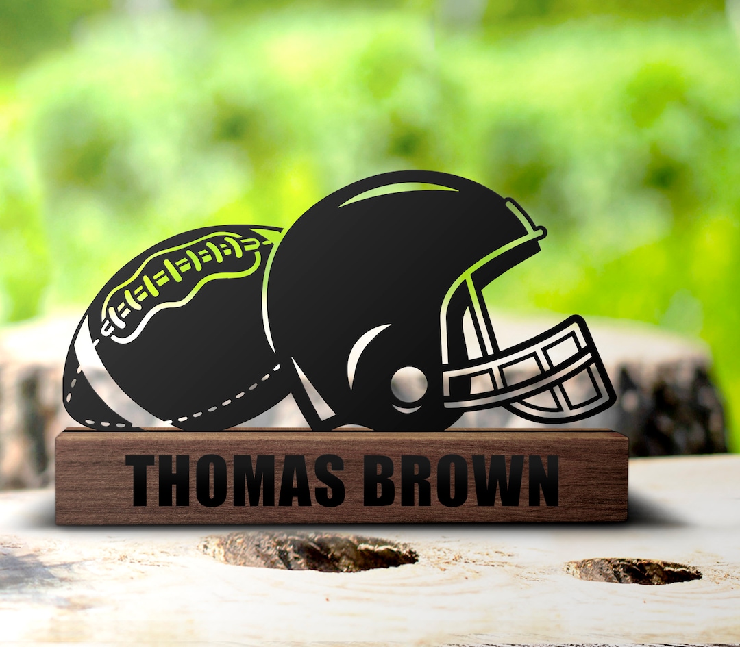 Custom American Football Desk Name Plate Wedge Personalized Football ...