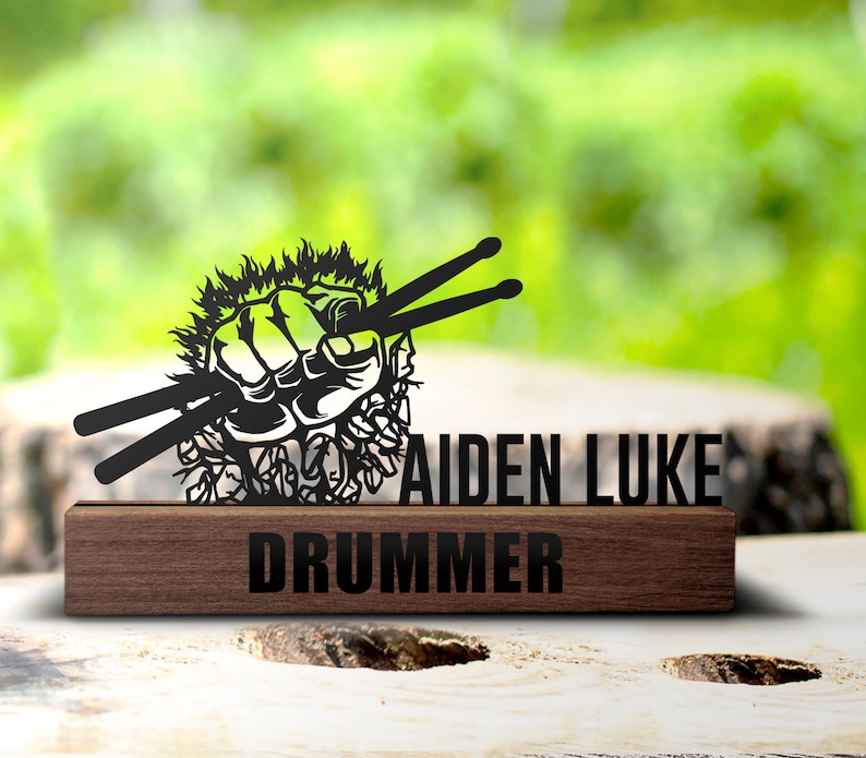 Custom Drummer Room Desk Name Plate Wedge Personalized Drum Lover ...