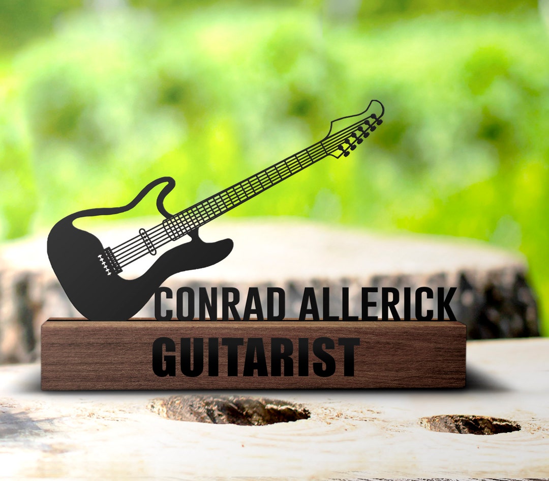Custom Electric Guitar Player Line Art Desk Name Plate Wedge ...
