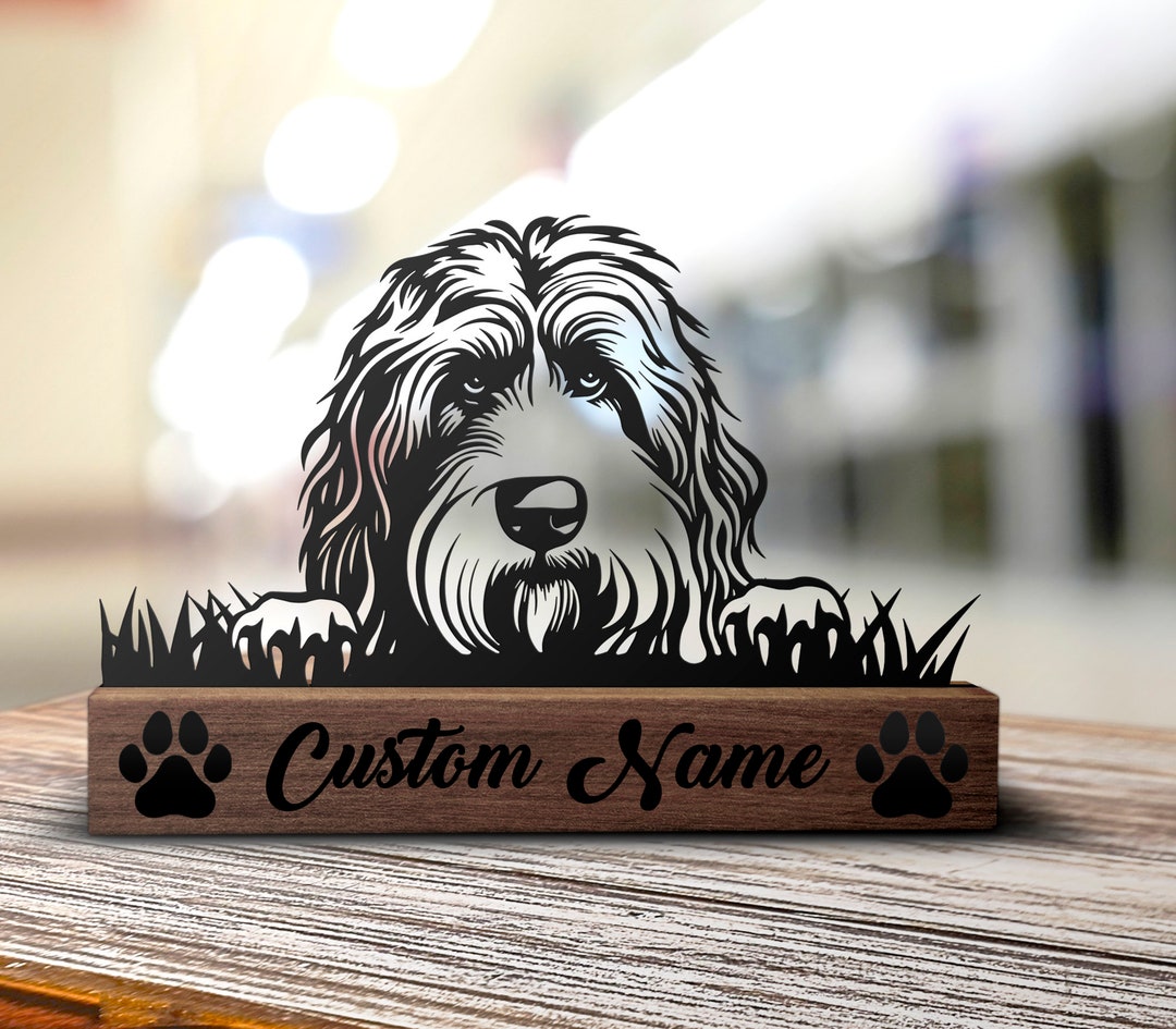 Custom Otterhound Desk Name Plate Wedge Personalized Peeking Dog ...