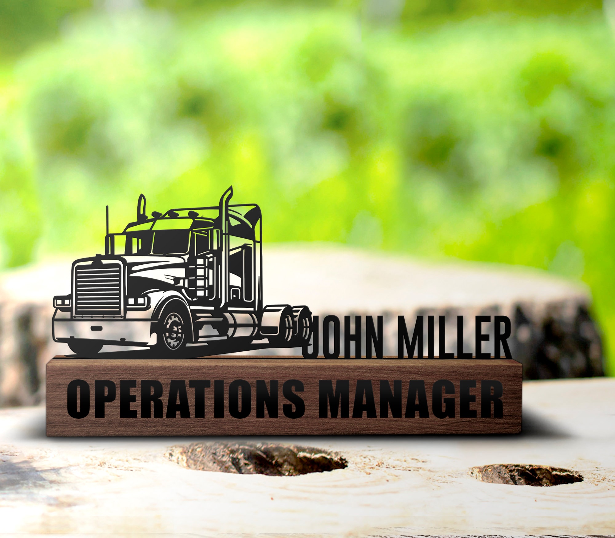 Custom Semi Truck Driver Desk Name Plate Wedge Personalized Big Rig ...