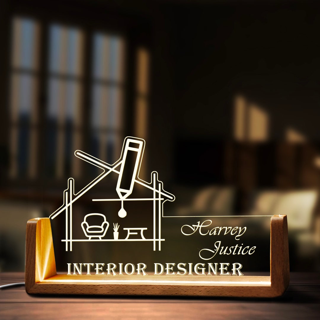 Custom Iterior Designer Desk Name Plate Personalized Designer LED Light ...
