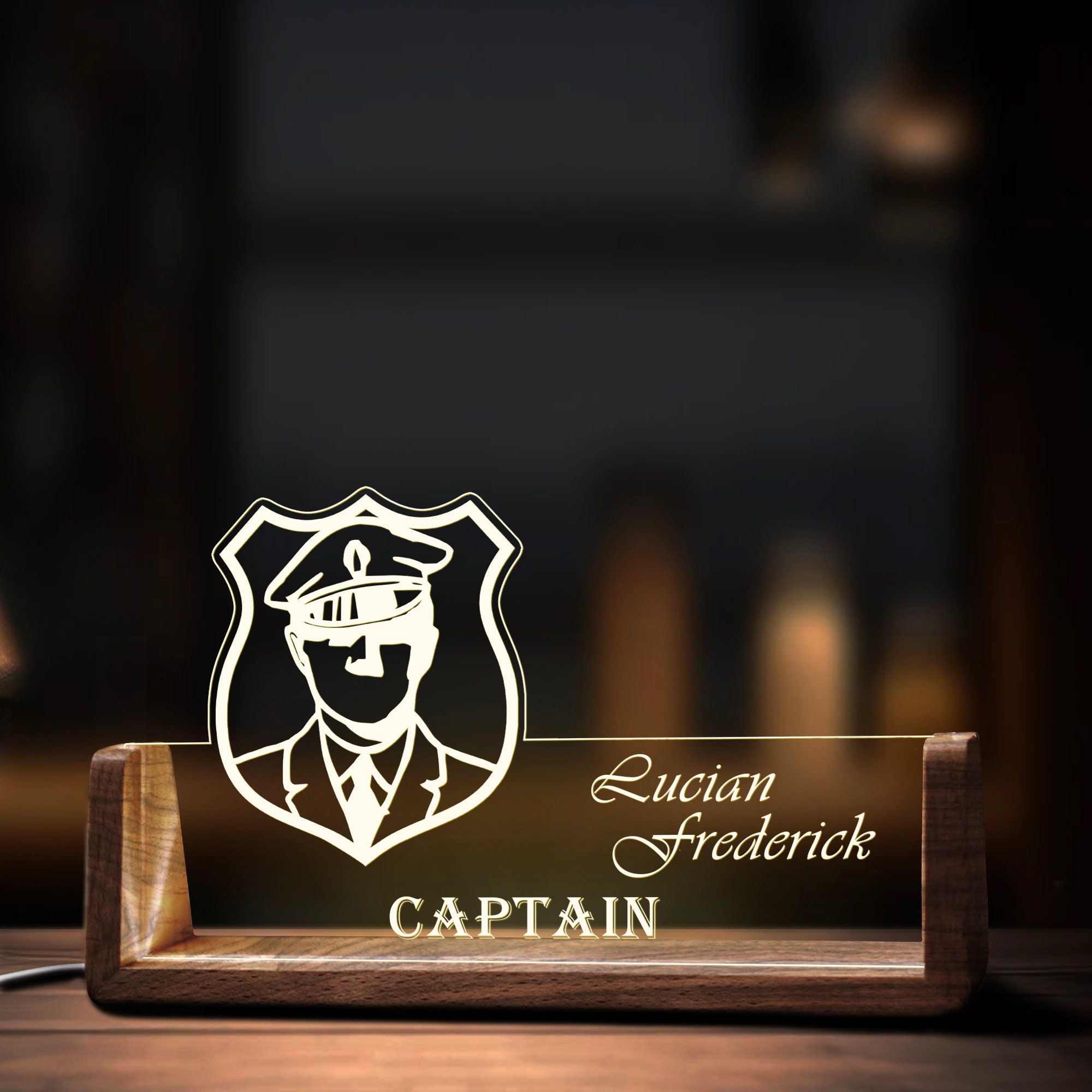 Custom Police Desk Name Plate Personalized Law Enforcementr LED Light ...