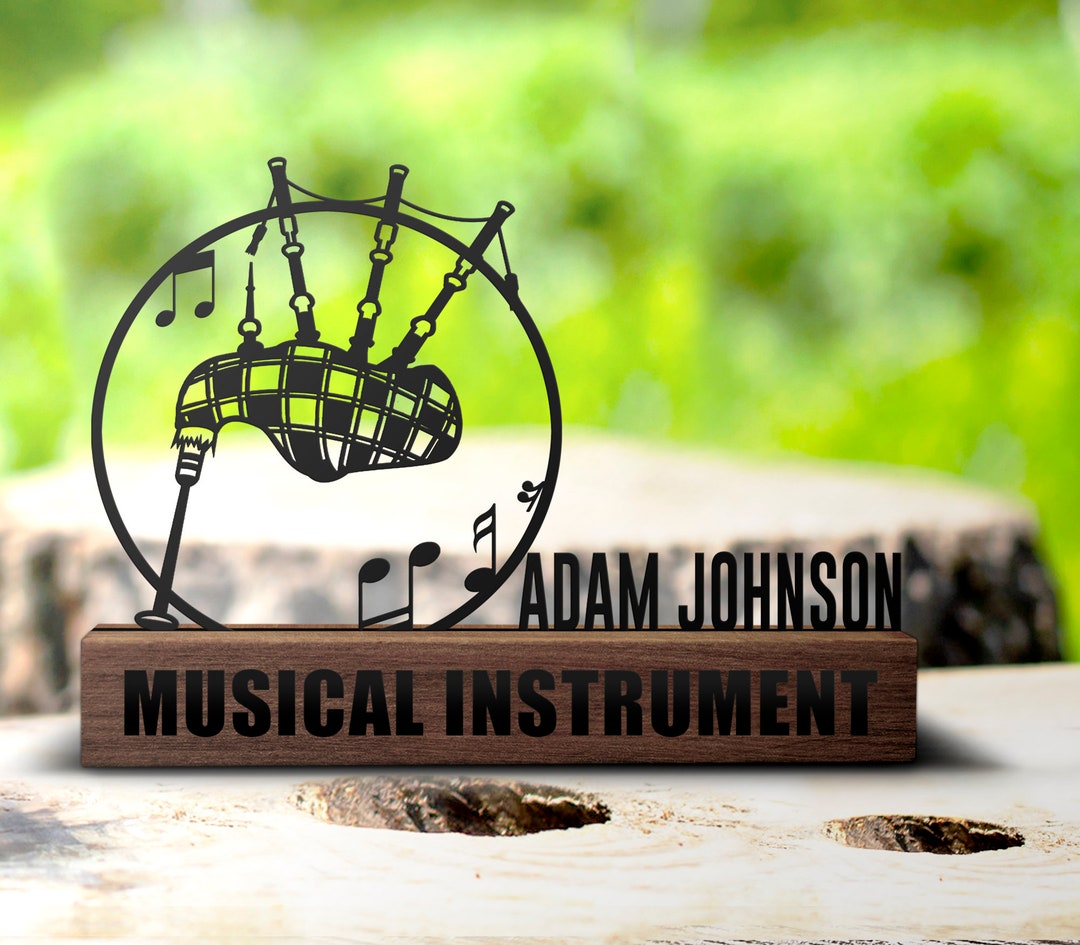 Custom Bagpipe Musical Instrument Desk Name Plate Wedge Personalized ...