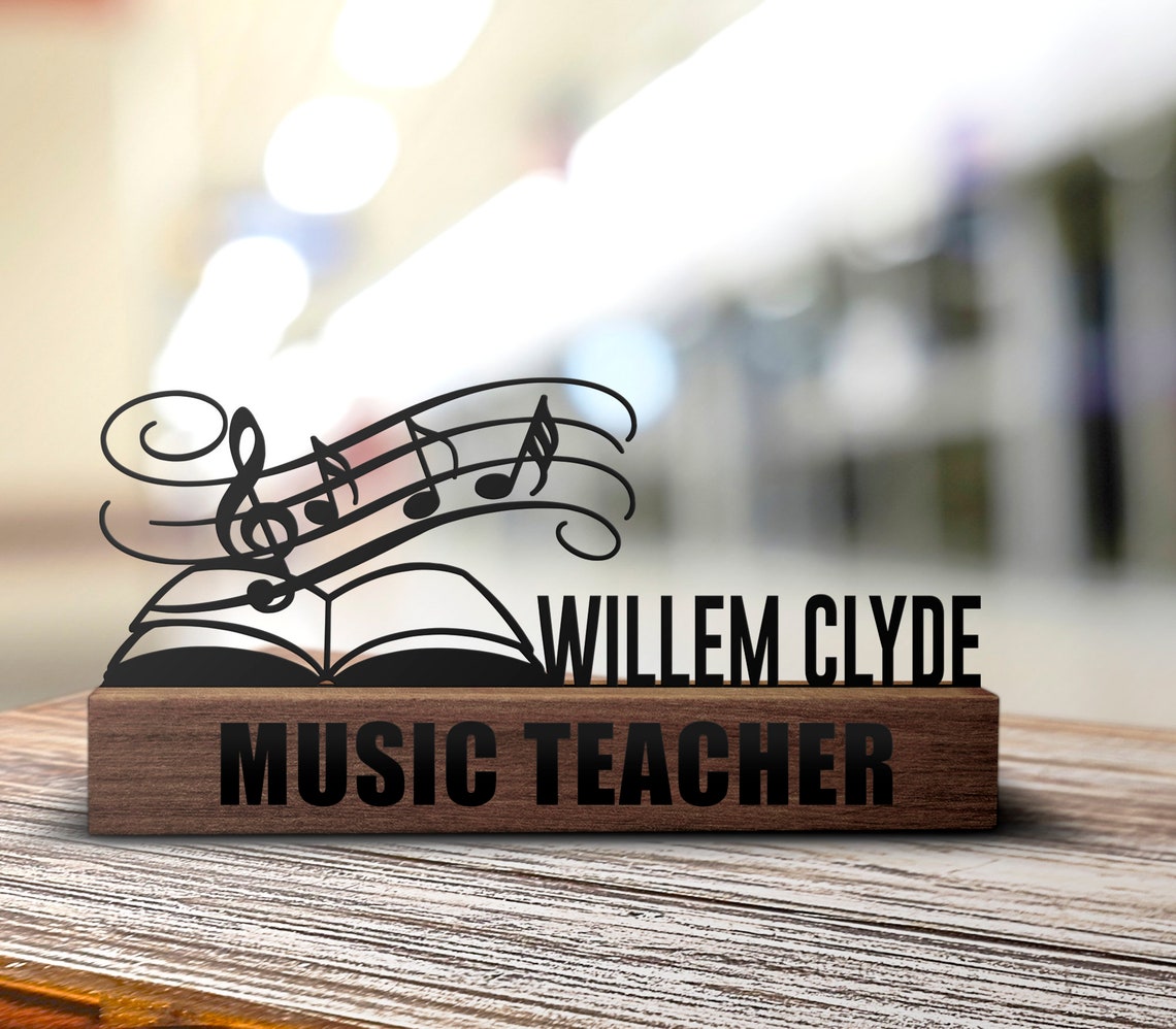 Custom Music Teacher Gift Desk Name Plate Wedge Personalized Nameplate ...